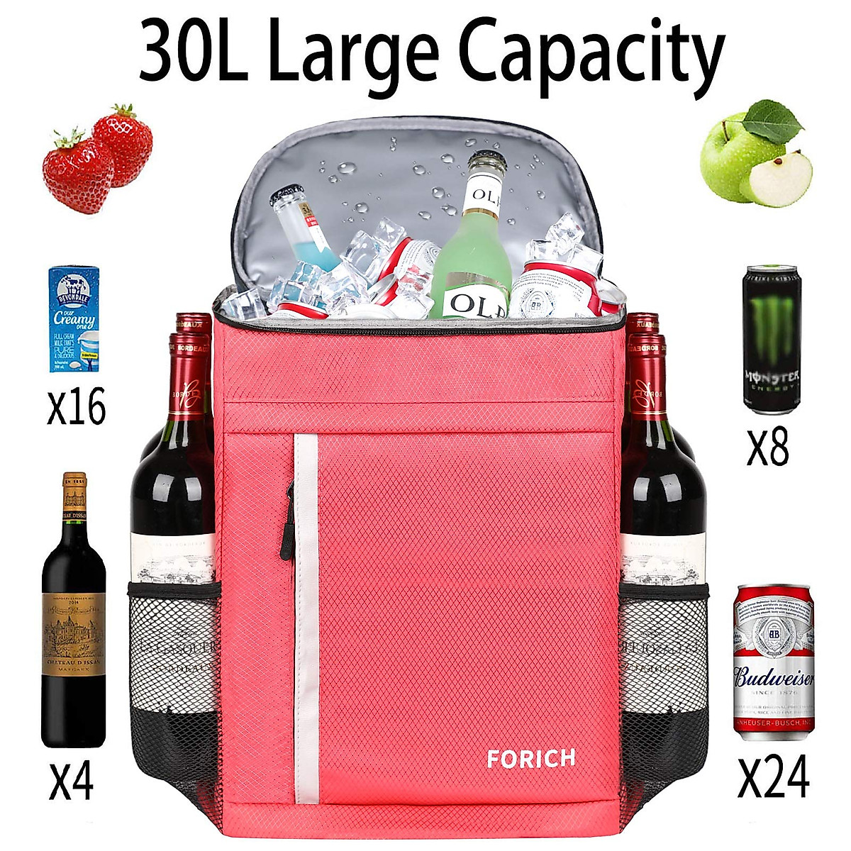 FORICH Soft Cooler Backpack Insulated Waterproof Backpack Cooler Bag Leak Proof Portable Small Cooler Backpacks to Work Lunch Travel Beach Camping Hiking Picnic Fishing Beer for Men Women