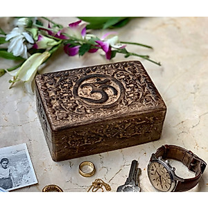 Great Birthday Gift Ideas Handmade Decorative Wooden Jewelry Box Jewelry Organizer Keepsake Box Treasure Chest Trinket Holder Watch Box Storage Lock Box 6 x 4 Inches Housewarming Gift Ideas Men Women