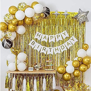 2PCS Party Decoration Backdrop 3.28 * 6.63 Feet Foil Fringe Curtain Tinsel Streamer Photo Backgrounds Hanging Decorations for Baby Shower Gender Reveal Birthday Wedding Themed Party Supplies Gold