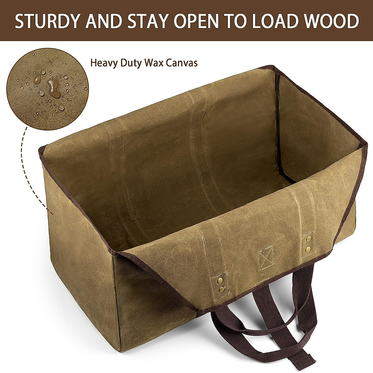BONTHEE Extra Large Waterproof Firewood Log Carrier Canvas Firewood Holder Indoor with Shoulder Strap and Top Handles Contained Weight-Relief Pad for Easy Carry