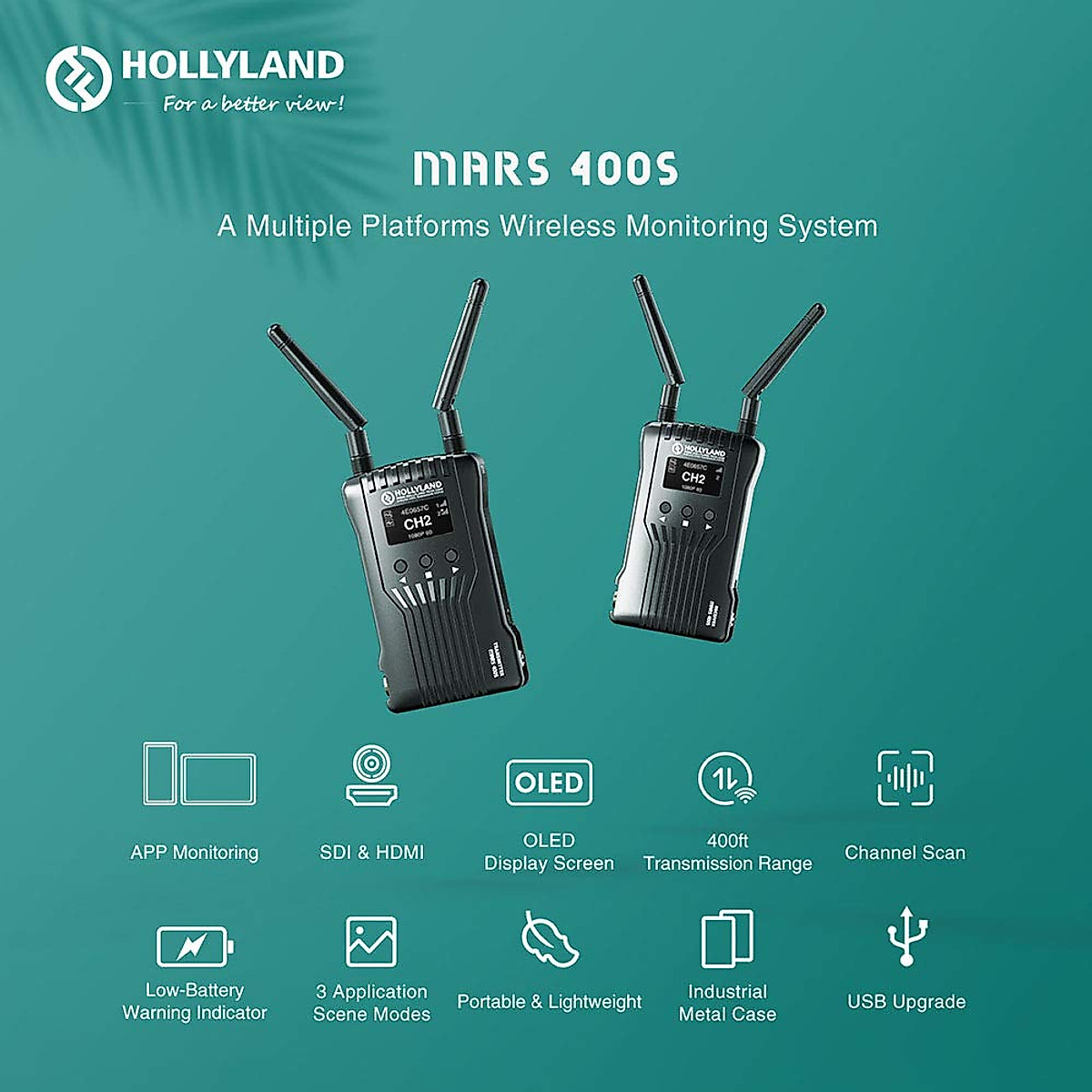 Hollyland Mars 400S [Official] Wireless SDI/HDMI Wireless Video Transmitter and Receiver-400ft Long Range 0.1s Low Latency, for Videographer Photographer Filmmaker Cinematographer
