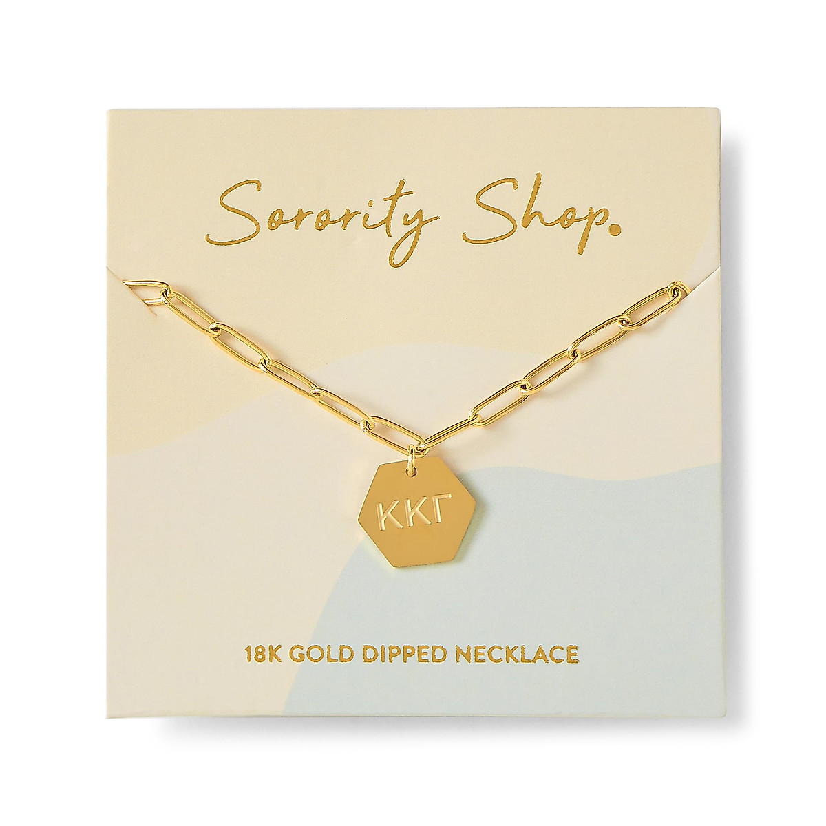 Sorority Shop Kappa Kappa Gamma Paperclip Necklace — KKG 18K Gold Plated Sorority Gifts Necklace, Long-Lasting Kappa Kappa Gamma Gifts for Women