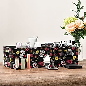 Mexican Skull Storage Basket Felt Storage Bin Collapsible Toy Boxs Convenient Box Organizer for Kids Bedroom Magazine