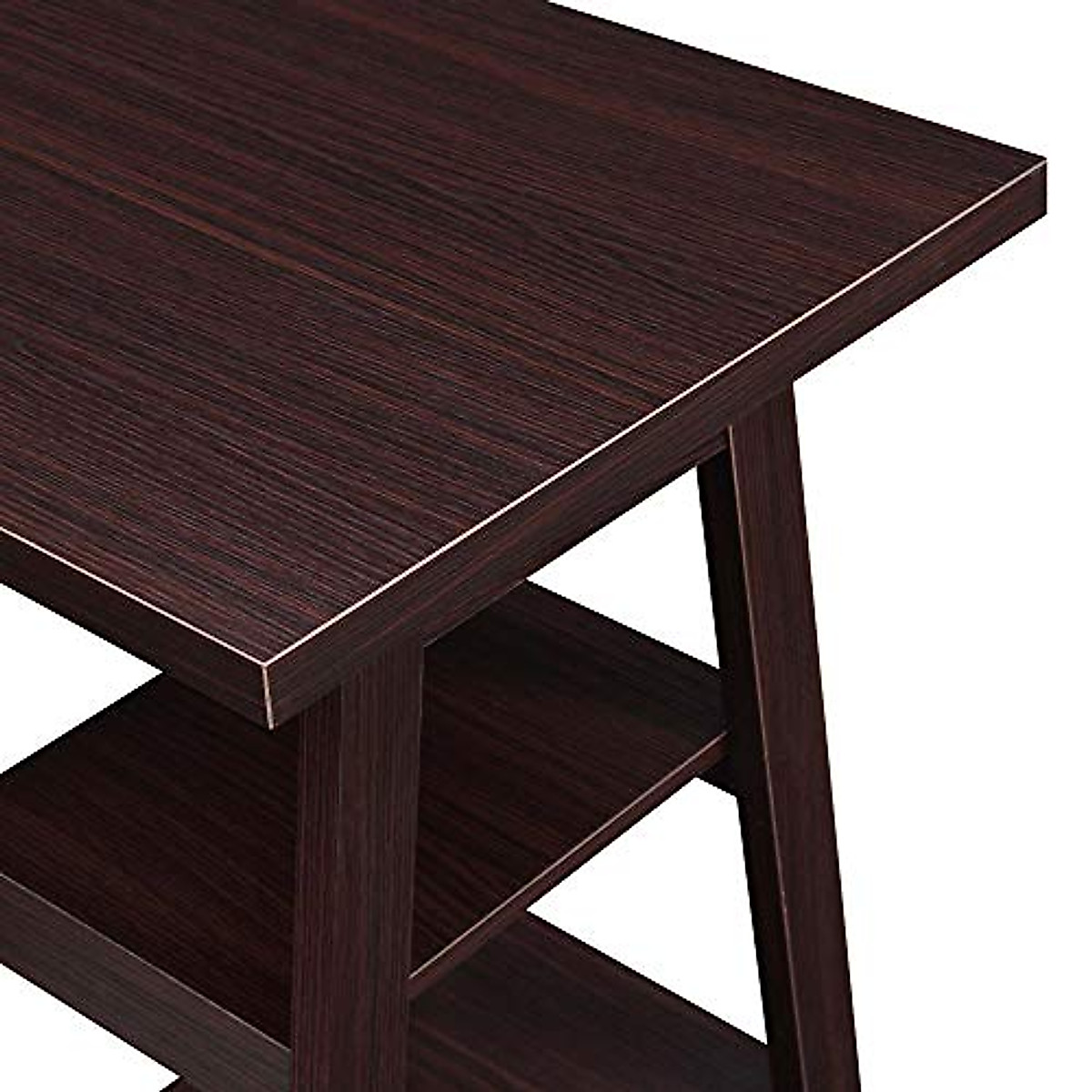 Convenience Concepts Designs2Go Double Trestle Desk with Shelves, Espresso