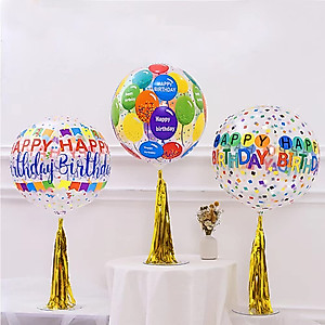 22”Bobo Balloons Printed "HAPPY BIRTHDAY" 4D Balloons Shiny Gold Tassels Happy Birthday for Party Decoration Supplies