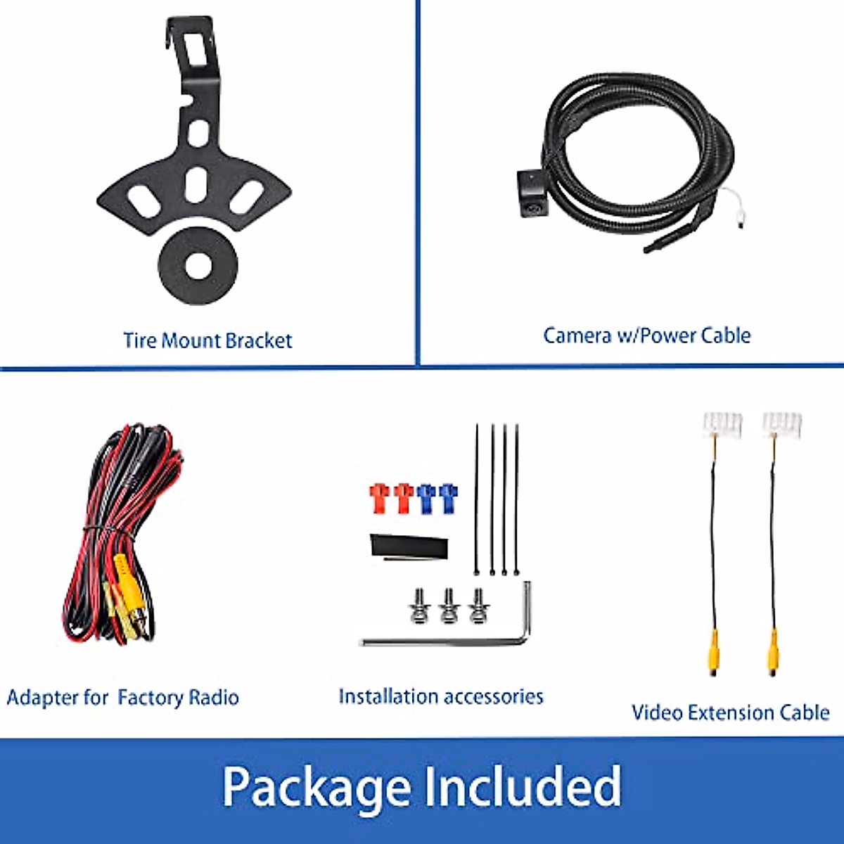 RED WOLF Spare Tire Rear View Backup Camera for Jeep Wrangler JK 2007-2018, Sahara JK 2010-2018 Truck Reverse View Camera Waterproof with Factory Radio RCA Uconnect Plug Adapter