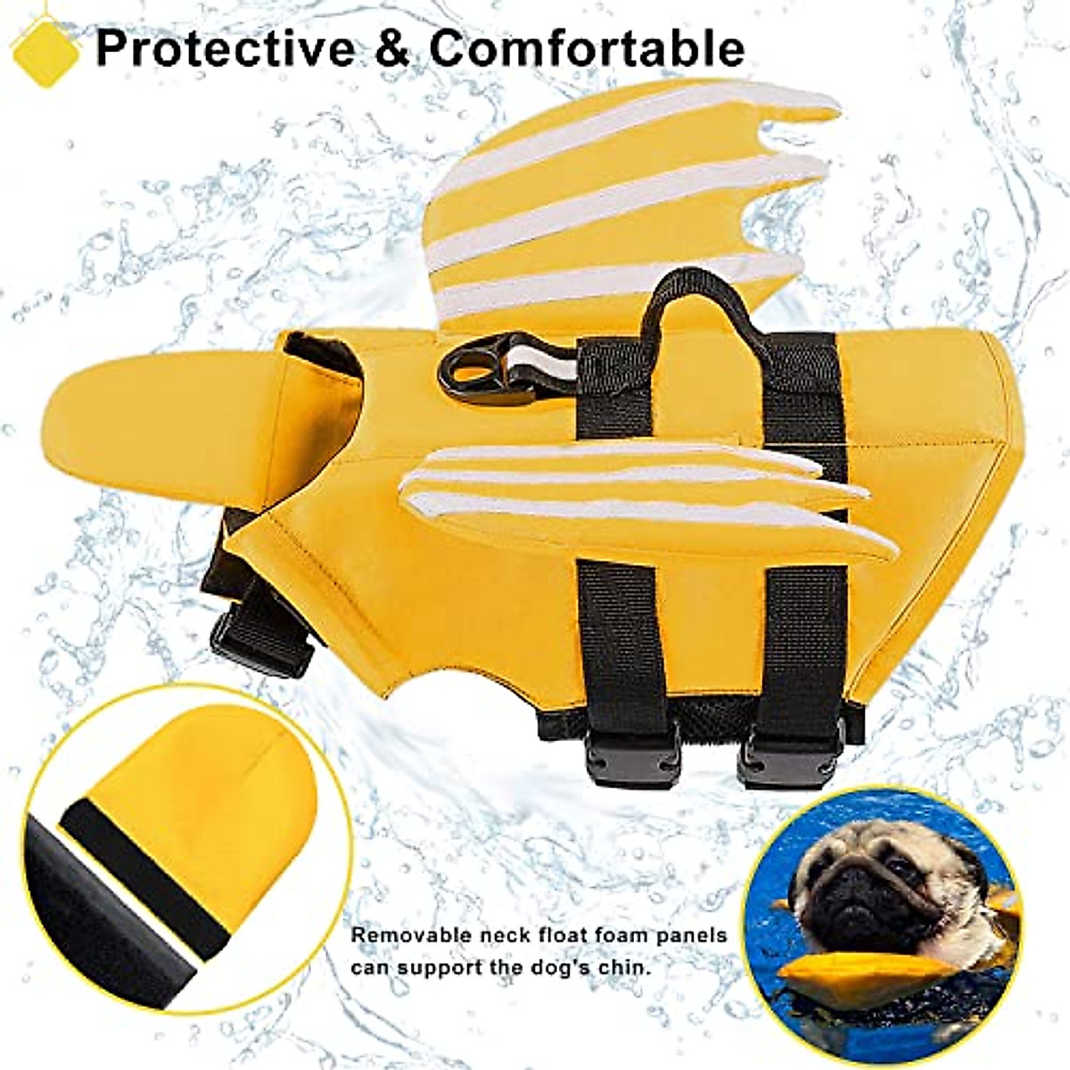 Dog Life Jacket Ripstop Dog Swimming Jacket Vest, Portable Reflective Lifesaver Vests with Rescue Handle for Small Medium and Large Dogs, Pet Dogs Safety Preserver Life Vest (Yellow,XL)