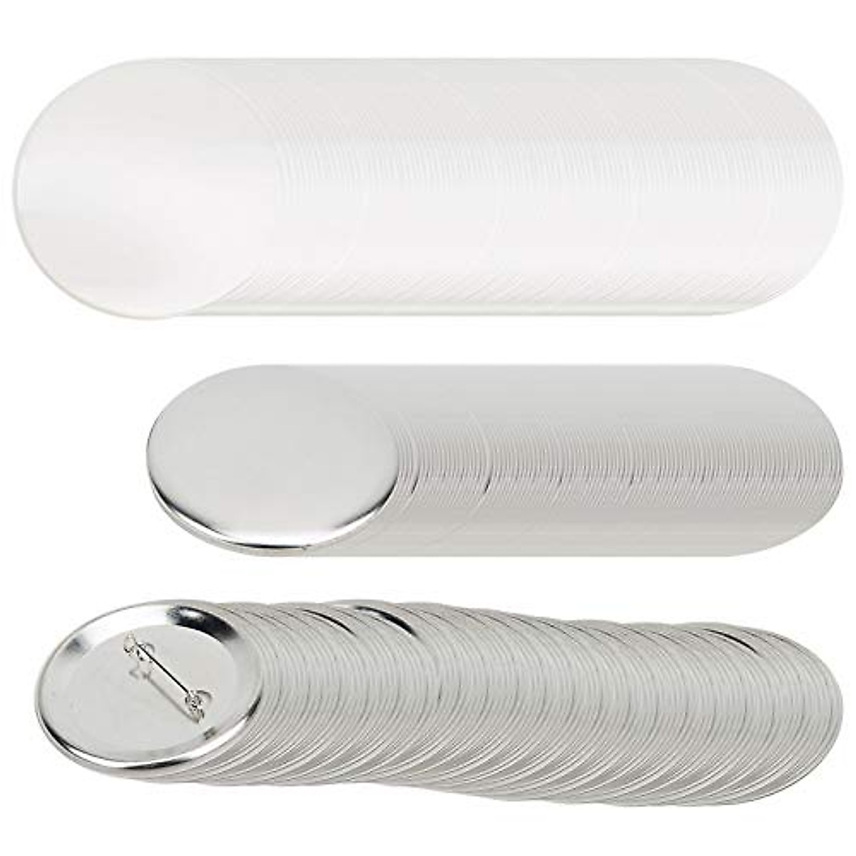 Badge Making Parts, 100 Sets 56mm/2.2inch Blank Badge Pin Button Parts Round Badge Set Metal Button Pin Badge Kit Crafts Supply for Button Maker Machine