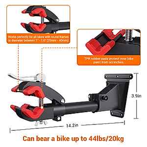 Sportneer Bike Repair Stand: 360 Rotatable Wall Mounted Removable Bike Clamp - Adjustable Home Bicycle Maintenance Stand with 2 Mounting Plates for Diameter of 1-1.6’’ Bicycle