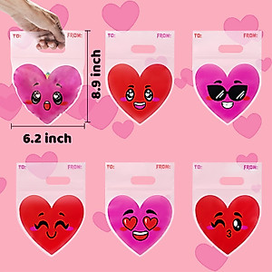 JOYIN 48 Pcs Valentine’s Day Cellophane Gift Bag, Candy Treat Bags with Red Pink Heart Designs for Kids Party Favor Supplies, Classroom Gift Exchange Prizes, Valentine’s Goodie Bags