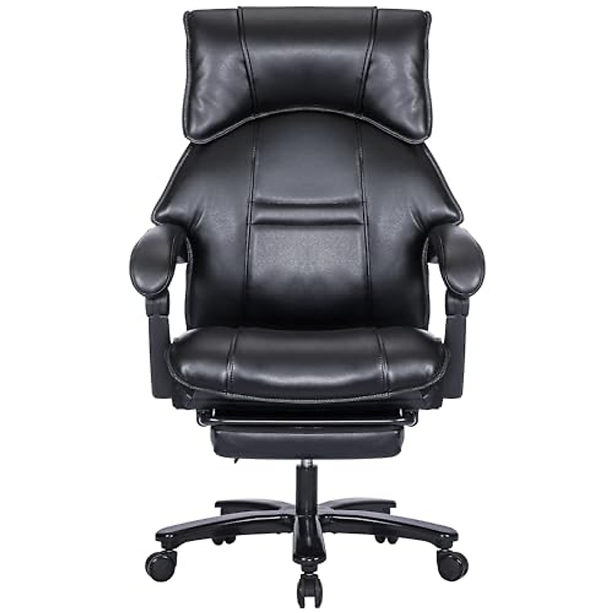 Bosmiller 500lbs Big and Tall Office Chair Wide Seat for Heavy People with Quiet Wheels Heavy Duty Metal Base High Back Larger Size PU Leather Executive Office Chair with Footrest Back Reclining