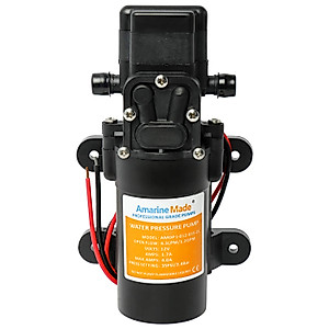 Amarine Made Fresh Water Pump Self Priming Sprayer Pump Water Pressure Pump 12V DC 1.2 GPM 35 PSI Diaphragm Pump for Caravan RV Marine Fishing Boat