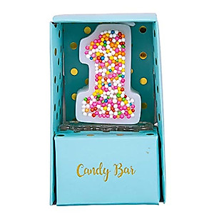Sweety Colorful Candy Number Cake Topper Candle for Brithday Party Baby Shower and Wedding Party Supplies Favor (One)