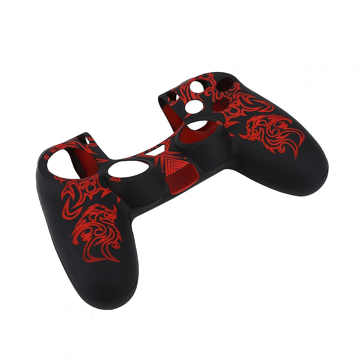 Gamepad Controller Cover, Non Slip Surface Silicone Cover for PS4 Controller, Covers for Sony PS4, Provides a More Comfortable Experience Protector Accessories for Ps4 Controller(Black+red)