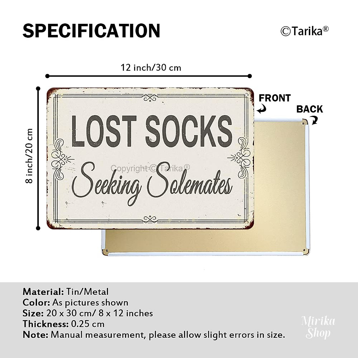 Lost Socks Seeking Solemates 20X30 cm Metal Retro Look Decoration Plaque Sign for Home Kitchen Bathroom Farm Garden Garage Inspirational Quotes Wall Decor