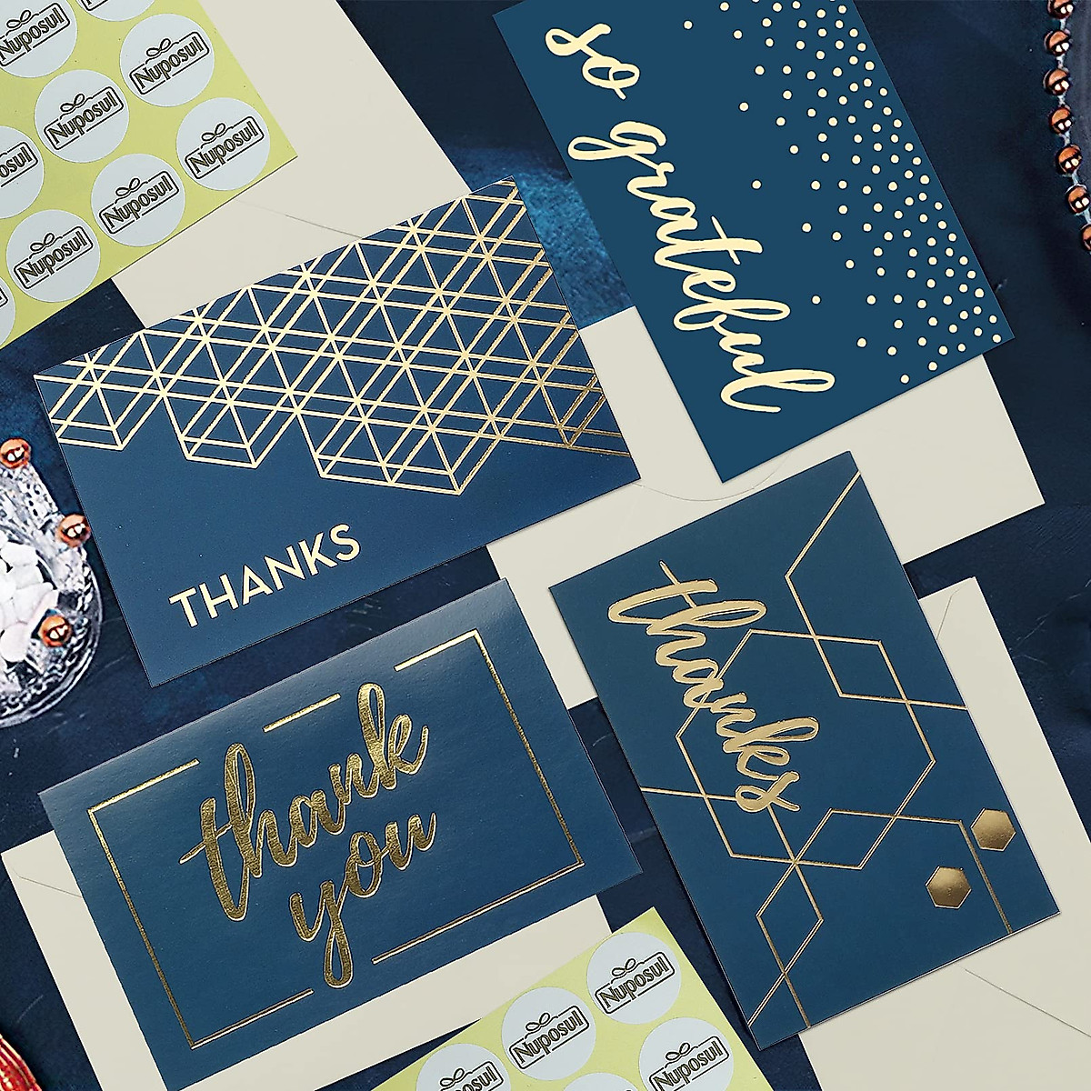 Nuposul Thank You Cards with Envelopes - 24 Blank Note Cards for All Occasion, Baby Showers,wedding, birthday party