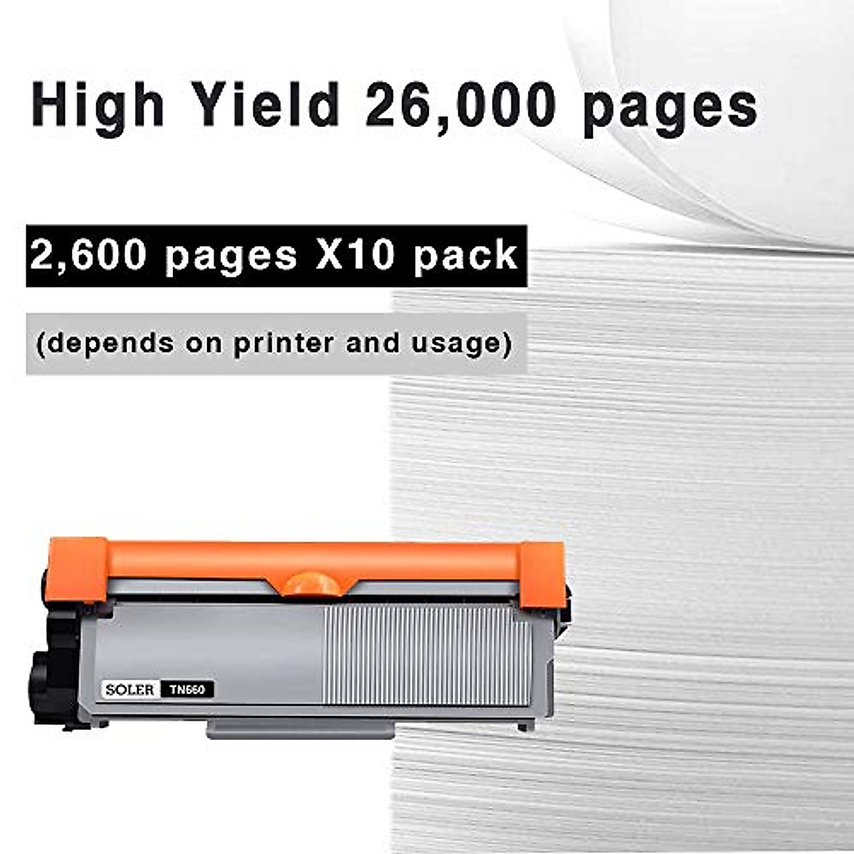 SOLER Compatible Toner Cartridge Replacement for Brother TN630 TN660 Toner Cartridge for HL-L2300D DCP-L2540DW HL-L2360DW HL-L2380DW MFC-L2707DW DCP-L2520DW HL-L2320D Printer(Black, 10-Pack)