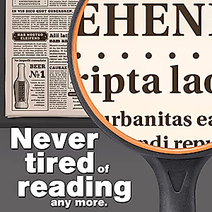 Dicfeos Magnifying Glass 10X Handheld Reading Magnifier with Cleaning Cloth-100MM Large Magnifying Lens with Non-Slip Soft Handle for Seniors Book Newspaper Reading and Kids Nature Hobby Exploration