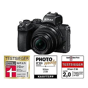Nikon Z50 + Z DX 16-50mm Mirrorless Camera Kit (209-point Hybrid AF, High Speed Image Processing, 4K UHD Movies, High Resolution LCD Monitor) VOA050K001