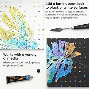 ARTEZA Metallic Acrylic Paint Set of 36 Colors, 0.74 ounce Tubes Non Toxic Artist Paints for Hobby Painters, Art Supplies for Canvas Painting