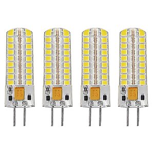 BesYouSel G4 LED Light Bulbs 5W(Equivalent to 50W Halogen Replacement) Bi-pin Base T3 JC Type 12VAC/DC 3000K Warm White LED Corn Light for Home Living Room Bedroom Chandelier, Pack of 4