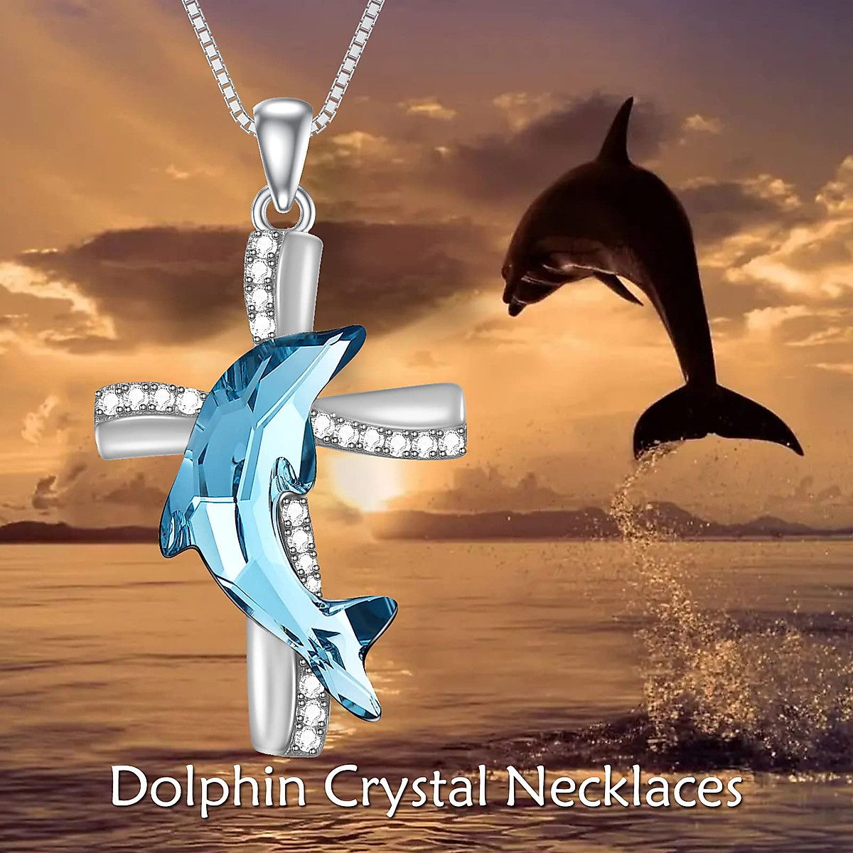 POPKIMI Dolphin Necklace Dolphin Gifts for Women 925 Sterling Silver Dolphin Jewelry