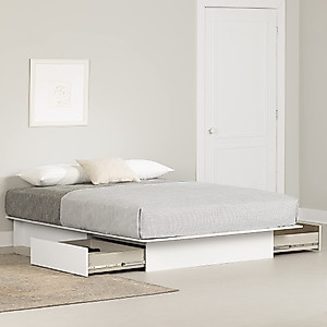 South Shore Fusion 2-Drawer Platform Bed, Queen, Pure White