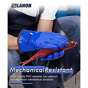LANON PVC Coated Cold Proof Heavy Duty Gloves, Waterproof Warm Work Gloves for Freezer Work, Chemical & Oil Resistant, Non-Slip, XL