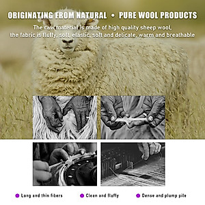 Ziciner 3PCS Wool Steering Wheel Cover with Fuzzy Handbrake Cover & Gear Shift Cover, Universal 15 Inch Steering Wheel Fluffy Soft Protector, Comforting Warm Car Decoration for Women Men (Purple)