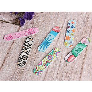 SBYURE 48 Pcs Colorful Girly Nail File,Double Sided Natural Emery Board Set Bulk for Women,Cosmetic Manicure,Color Random