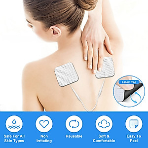 TENS Unit Replacement Pads - Pack of 50 Electrode Squares, EMS Muscle Stimulation & Electrotherapy Self-Stick Performance 2”x 2” tens Unit Pads Reusable and Latex-Free Red