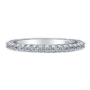 BERRICLE Sterling Silver Wedding Rings Pave Set Cubic Zirconia CZ Half Eternity Ring for Women, Rhodium Plated Size 5