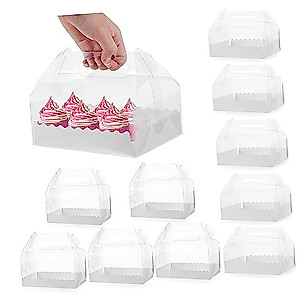 ULTECHNOVO 10pcs Box Mini Dessert Containers Clear Cake Box Plastic Dessert Containers Cupcake Carrier Cupcake Boxes Mini Cake Boxes for Cake Portions Bakery Box Dessert Storage Box Paper Cup