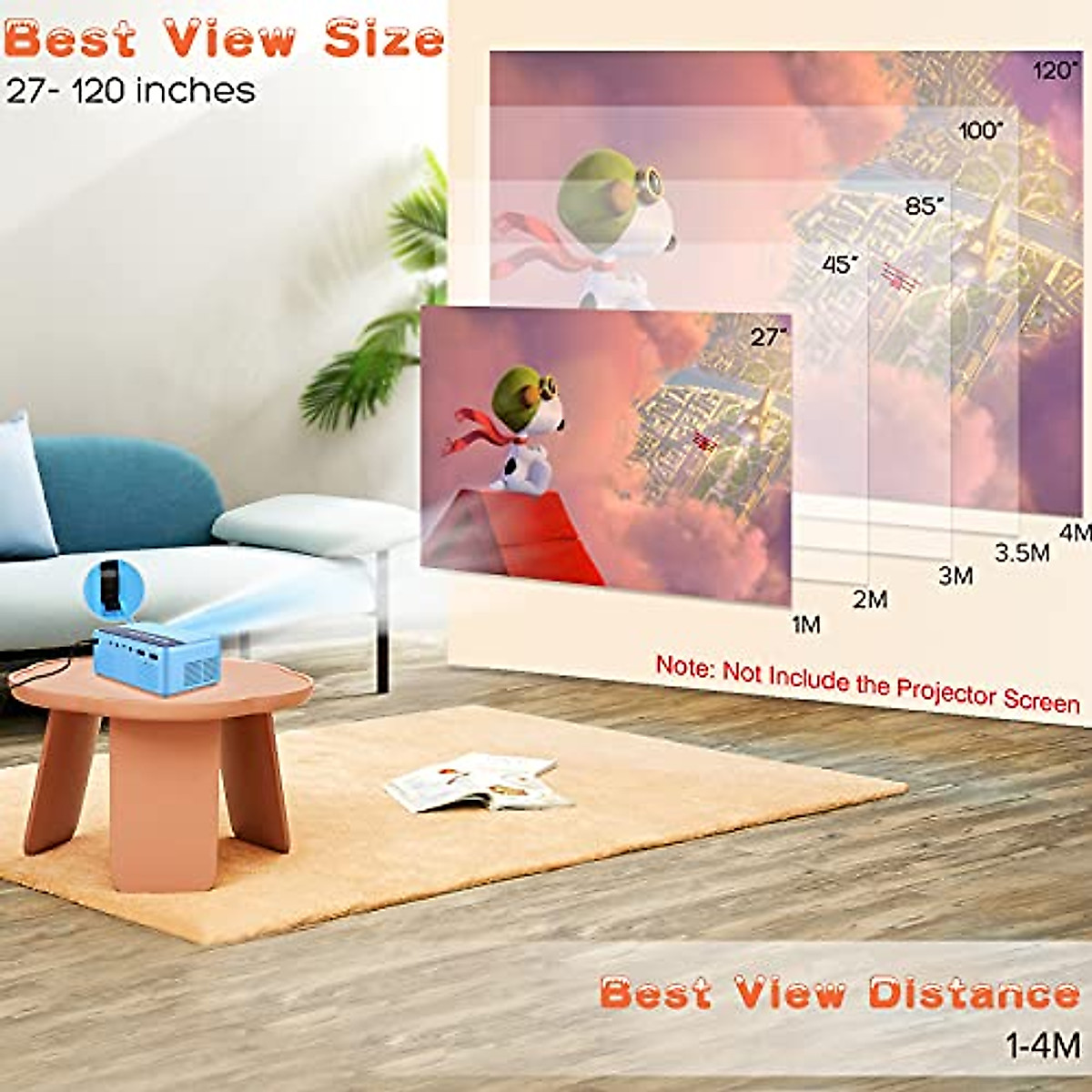 Mini Video Projector for Cartoon, Portable Outdoor Movie Projector for Kids Gifts, XOPPOX Small Home Theater Projector for Phone with HDMI USB AV Interfaces