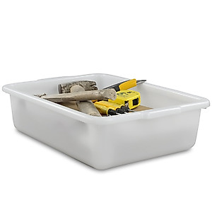 Morcte 3-Pack 13 L Commercial Bus Box, Plastic Bus Tub/Wash Basin, White