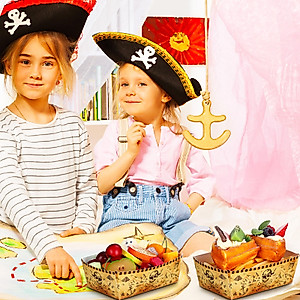 Junkin 50 Pcs Pirate Party Supplies Decorations Pirate Paper Food Trays Nautical Theme Party Favors Disposable Snack Box Boat for Halloween Pirate Caribbean Birthday Baby Shower (Brown)
