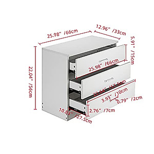GOODSILO Wood Storage Organizer with 3 Drawers Bedroom Drawer Dresser Accent Cabinet Nightstand with Drawers for Home, Bedroom, Living Room, Dressing Room, Hotel, Apartment, Dorm White