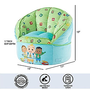 Idea Nuova Cocomelon Blue Round Bean Bag Chair for Kids, Ages 3+, Large