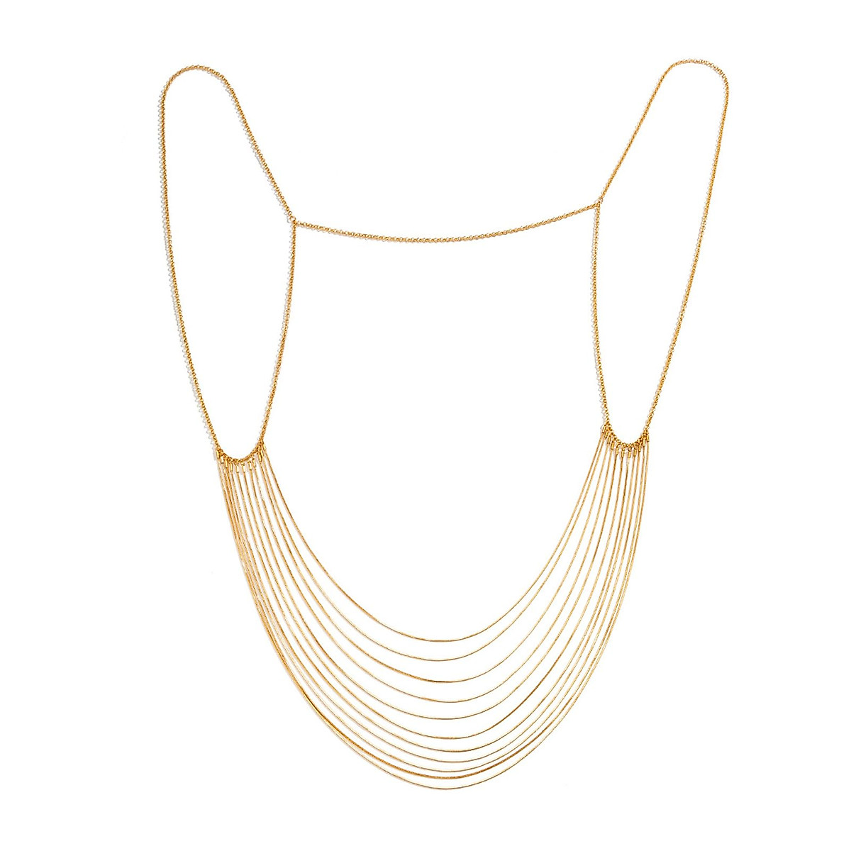 Summer Multi-layer Harness Chest Body Chain Metal Tassel Shoulder Body Chain Bikini Beach Bra Body Chain Bridal Wedding Back Chain Necklace Jewelry for Women