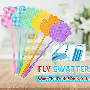 6PACK Fly Swatter,Funny Hand Shaped Fly Swatters,Heavy Duty Manual Fly Swatter,Long Handle Flyswatter,Multi-Functional Swatter,Indoor Flyswatter,Fly Swatters for Home Indoor Outdoor Classroom