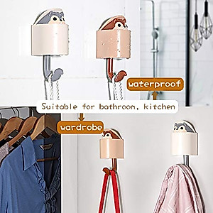 Lind Kitchen 2pcs Squirrel Shape Adhesive Hook for Children's Room Living Room Bedroom,Cute Cartoon Creative Home Decoration Wall Hooks(Brown)