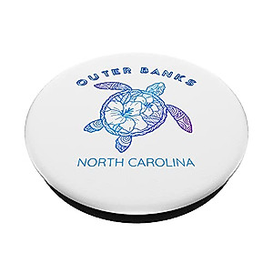 Floral Beach Sea Turtle Art North Carolina OBX Outer Banks PopSockets Swappable PopGrip