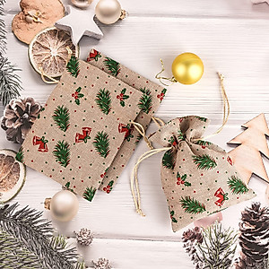 XCFWin 12 Pack Of Christmas Gift Bags With Drawstring Reusable Designs For Christmas Party Supplies Favors (red and black, mixed size)