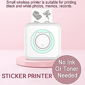 kdlgjdv Instaproud Portable Sticker Printer, Mini Printer Portable, Pocket Printer, Thermal Photo Printer, Inkless Photo Printer for Photos, Memos, Study Notes (Blue & 5 Rolls of Sticker Paper)