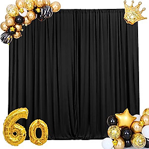 AK TRADING CO. 10 feet x 10 feet Polyester Backdrop Drapes Curtains Panels with Rod Pockets - Wedding Ceremony Party Home Window Decorations - Black