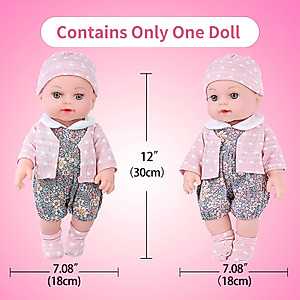 UZIDBTO Realistic Baby Doll Set in Gift Box - 12 Inch Newborn Alive Baby Doll with Accessories and Clothes with Pacifier Feeding Bottle Diapers Hat Bib Socks Stuff Gift Idea for Ages 3+