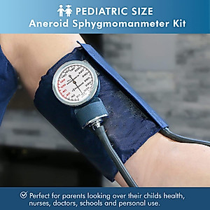 NOVAMEDIC Professional Pediatric Size Blood Pressure Machine and Stethoscope Set (Blue), Arm Cuff 7.2”-10.5”, Professional Aneroid Stethoscope BP Monitor for Emergency Medical Supplies +Carrying Case