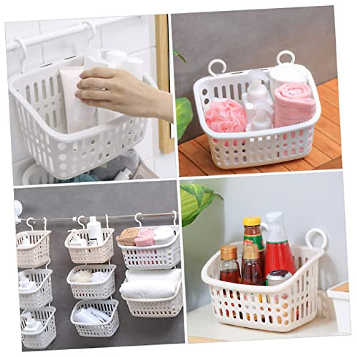 COLLBATH 2pcs Plastic Bathroom Hanging Basket Hanging Shower Caddy Hangable Bathroom Storage Basket Bathroom Shelf Organizer Bathroom Storage Rack Draining Basket Mesh Basket Plastic Pp