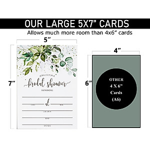 All Ewired Up 50 Greenery Eucalyptus Bridal Shower Invitations and 50 Envelopes, Boxed Set, Sage (Large Size 5x7) - (100 pieces)