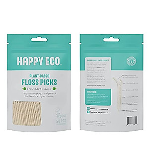 Natural Dental Floss Picks (200) - Vegan, Sustainable, Reusable Floss Sticks for Adults and Kids with Dental Pick - Plaque Remover for Teeth Cleaning - Tooth Picks Flossers - Eco Friendly Floss Picks